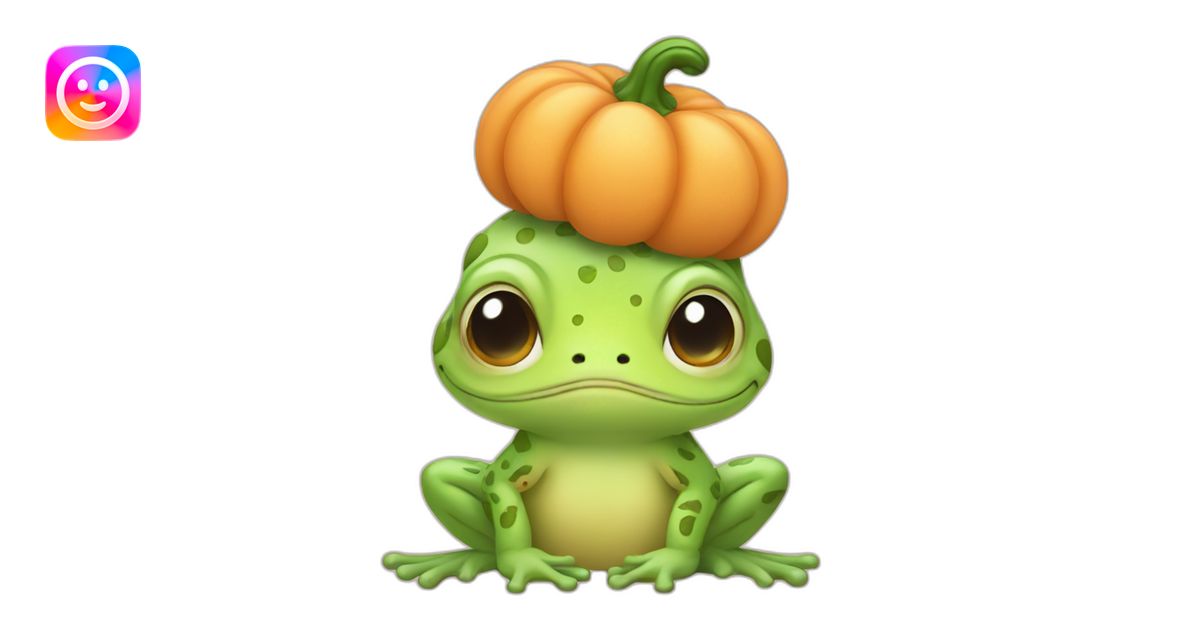 chibi frog dressed like pumpkin in pastel colors emoji | AI Emoji Generator