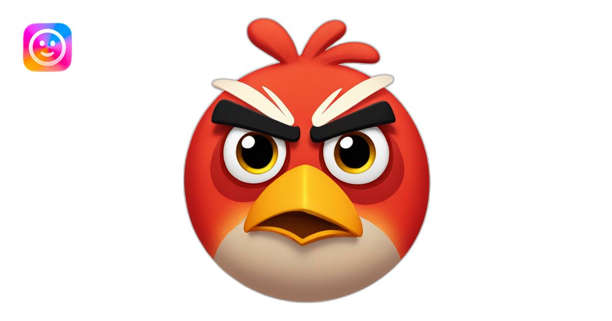 Angry birds with big eyebrows emoji | AI Emoji Generator