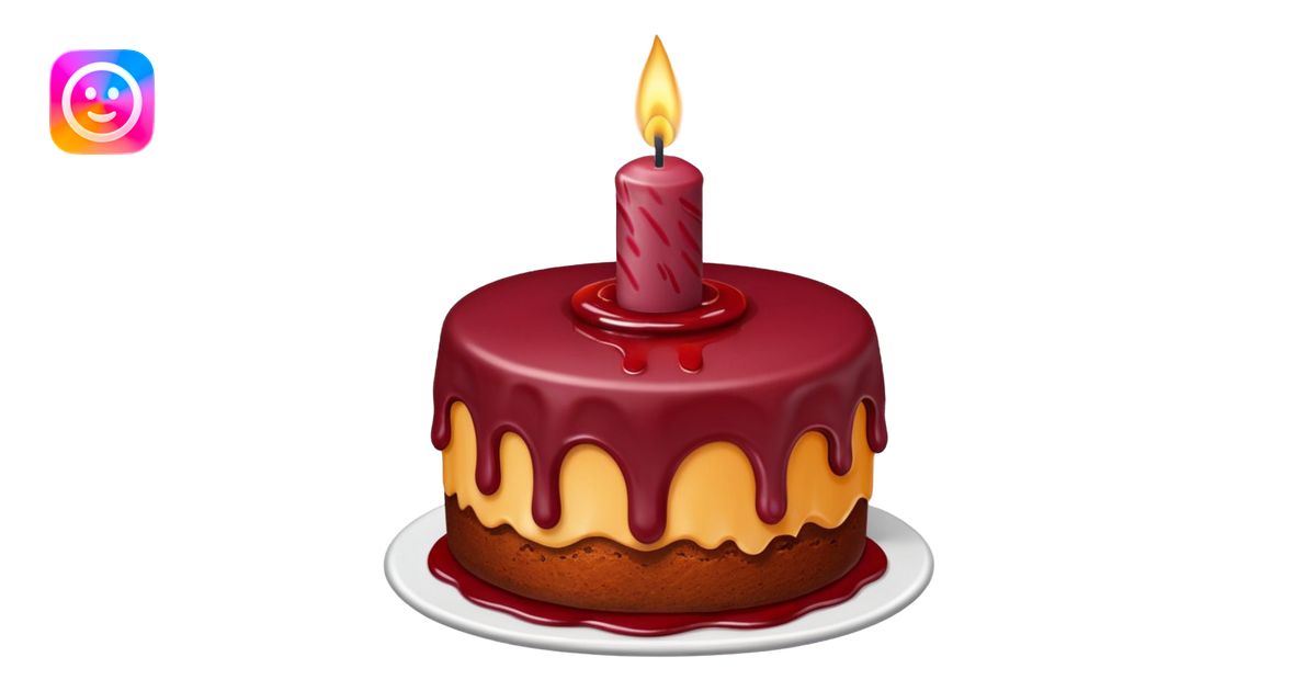 Maroon cake with candle melting emoji | AI Emoji Generator