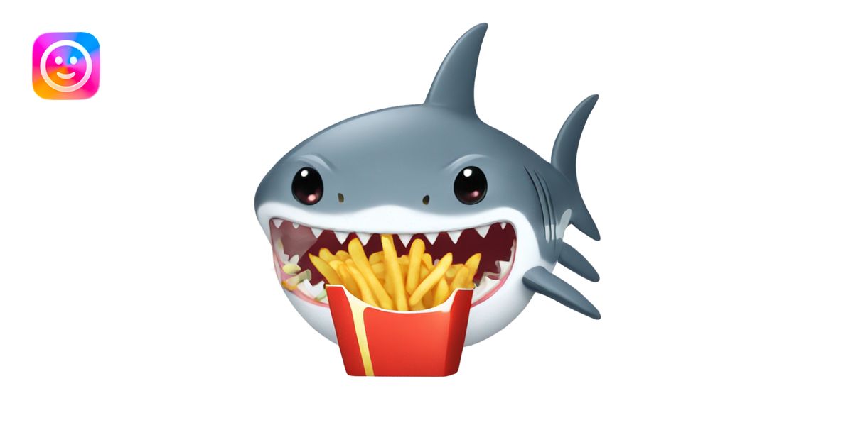 shark eating french fries emoji | AI Emoji Generator