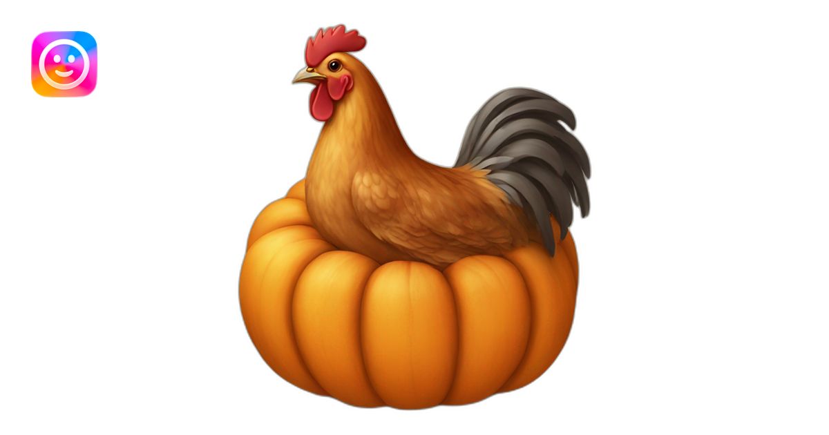 A hen on pumpkin emoji | AI Emoji Generator