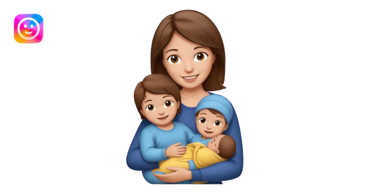 Mother holding infant brown hair fair skin emoji | AI Emoji Generator