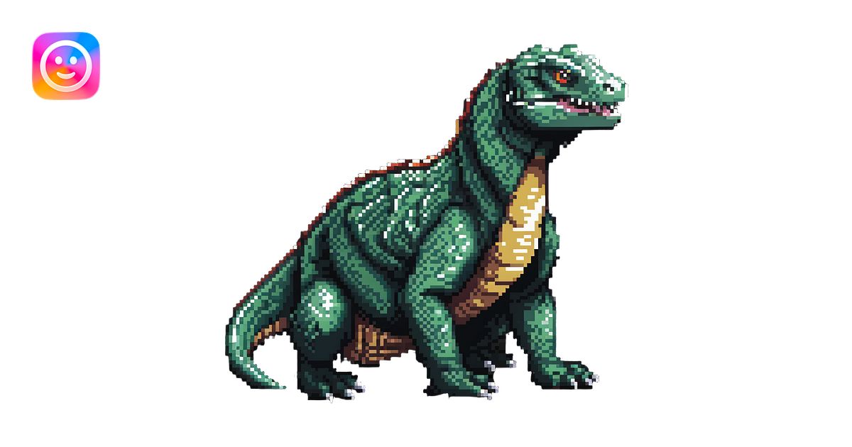 Pixel art komodo dragon with detailed scales and forked tongue ...