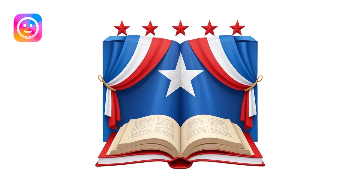 Open book about theatrical scenography with the Puerto Rican flag ...