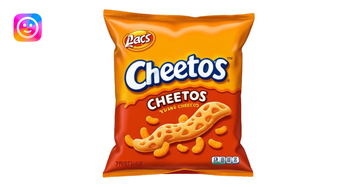 Draw a pack of Cheetos with bright orange-red packaging & crunchy ...