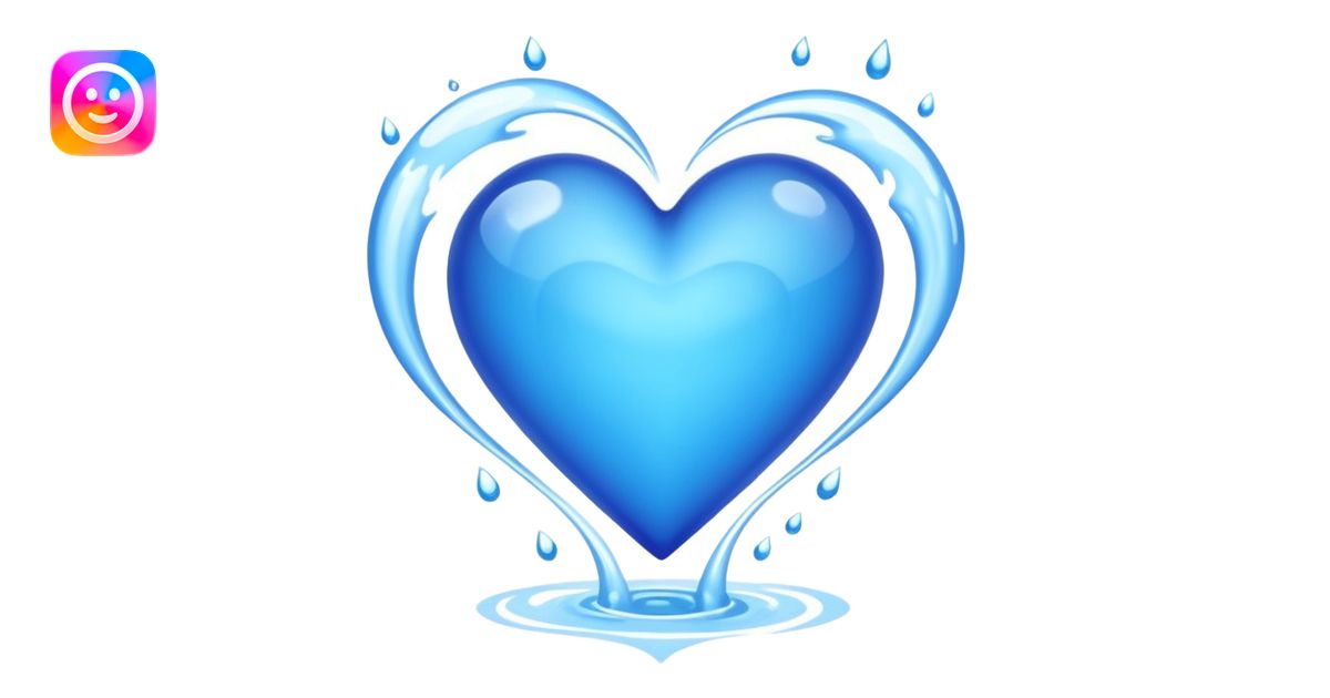 Blue heart inside water flowing emoji | AI Emoji Generator