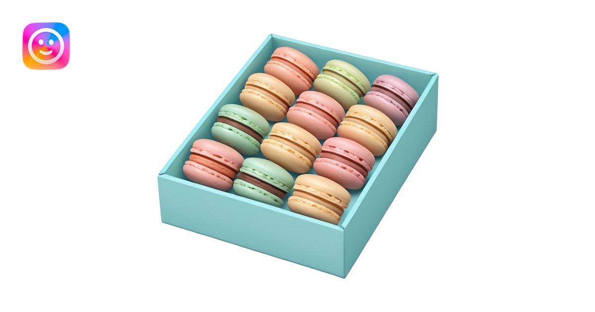 a box of single line of macaron emoji | AI Emoji Generator