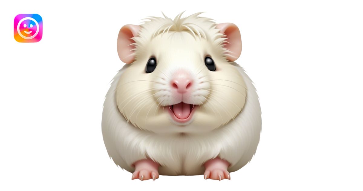 Cinematic Cute Yawning White Guinea Pig Portrait Emoji, Head tilted ...