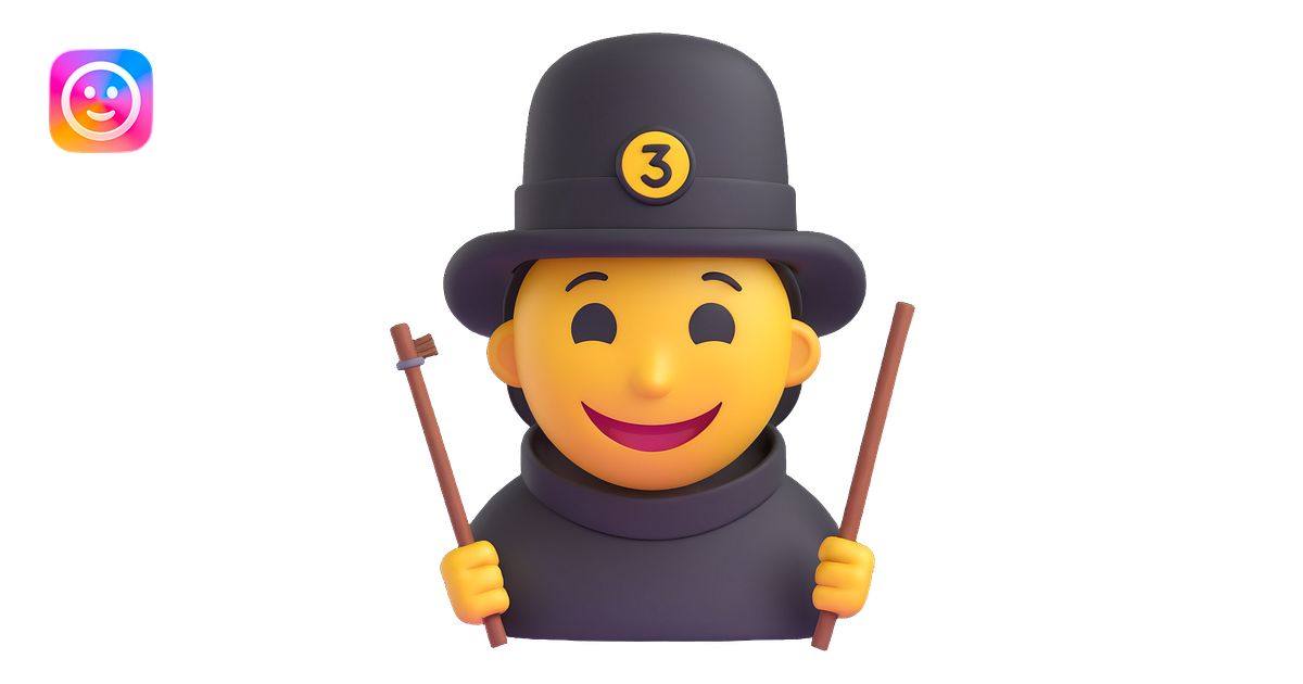 3D smiley emoji, round shape, chimney sweep hat, lucky face emoji | AI ...