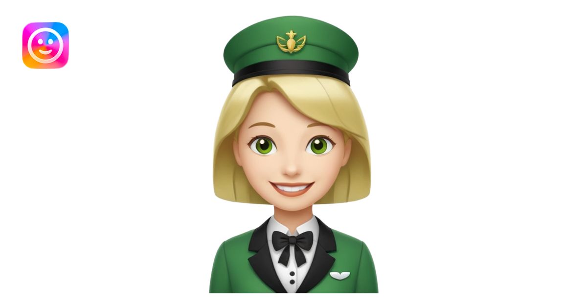 Lady hotel butler with green uniform emoji | AI Emoji Generator