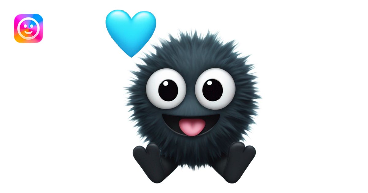 Soot sprite holding pastel blue heart emoji | AI Emoji Generator