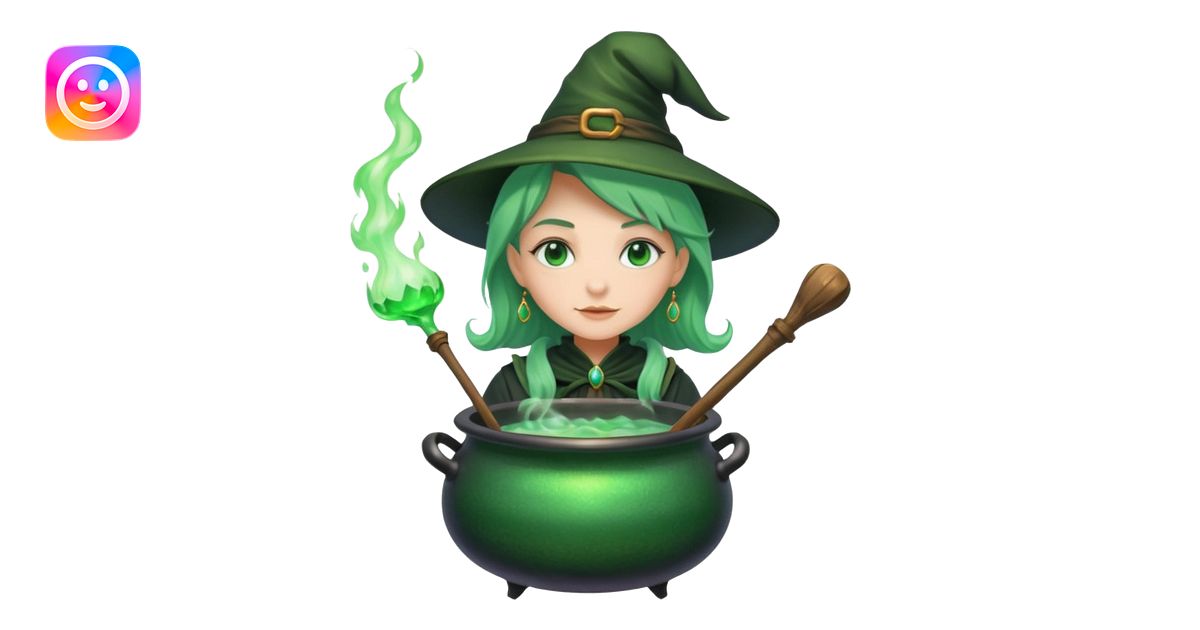green witch cooking potion emoji | AI Emoji Generator