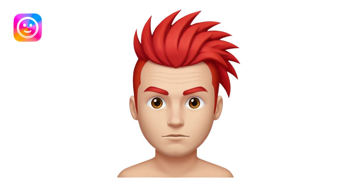 Mec avec une crête rouge emoji | AI Emoji Generator