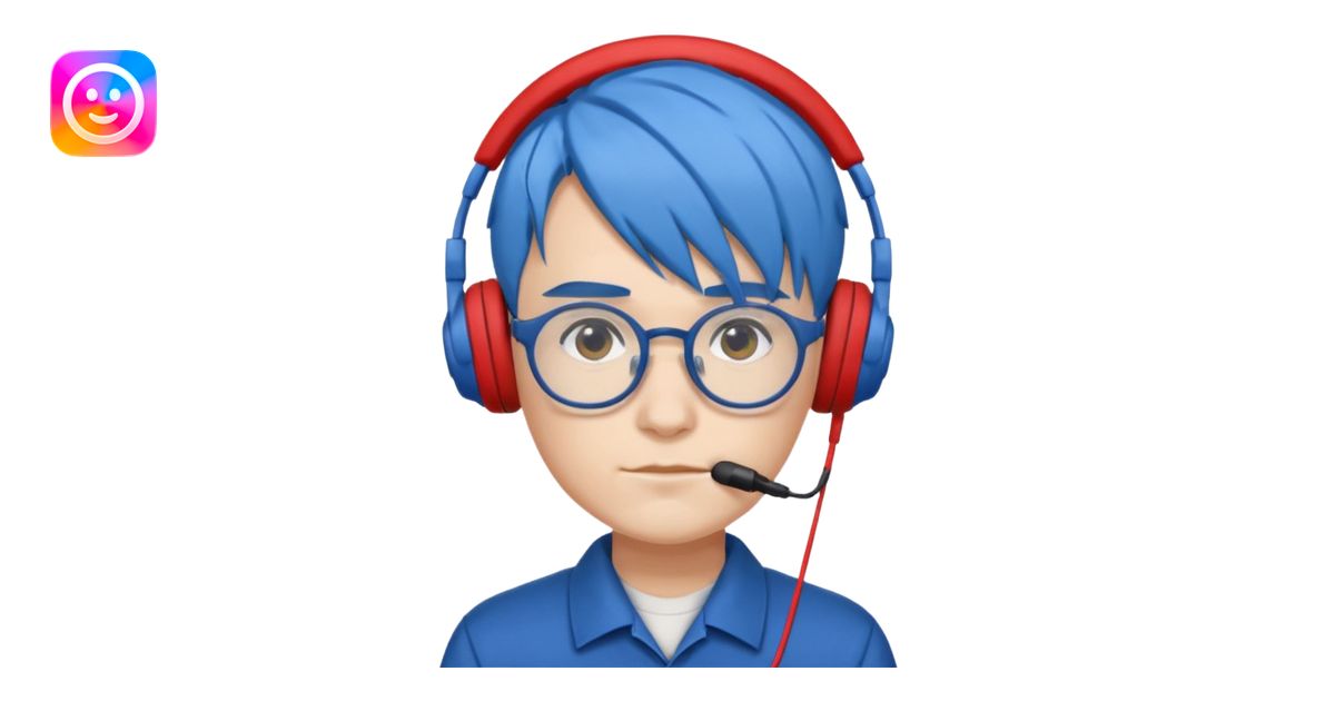 Faker with blue hair, T1 uniform, wearing glasses, white headphone ...