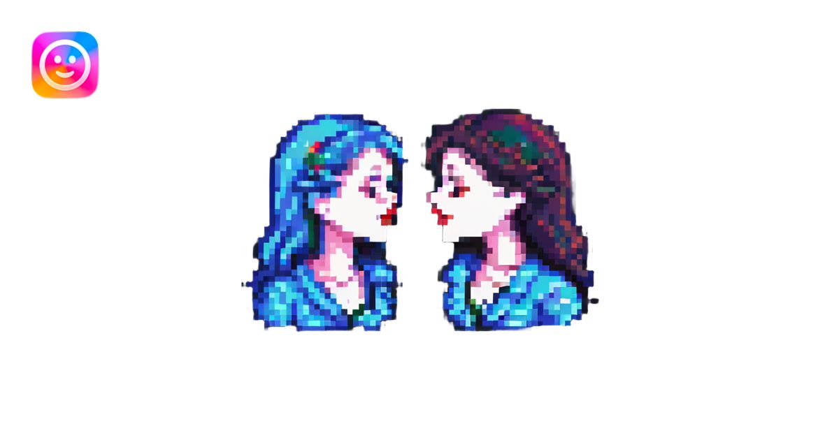a kiss, pixel art style illustration | AI Emoji Generator