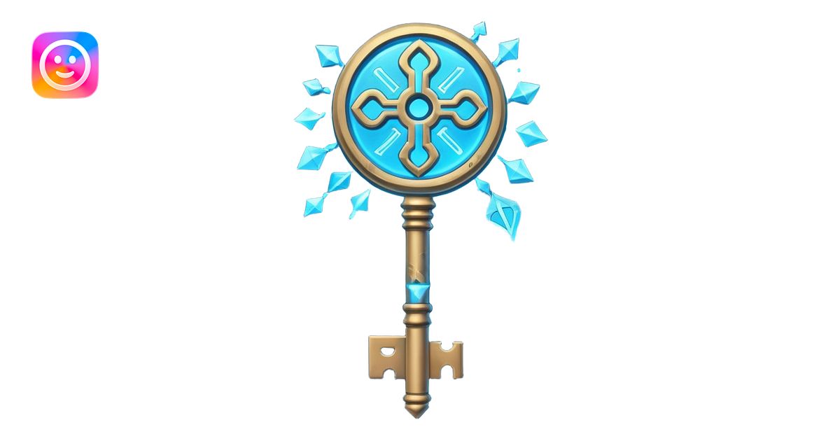 Ancient key glowing blue with runic markings, floating emoji | AI Emoji ...