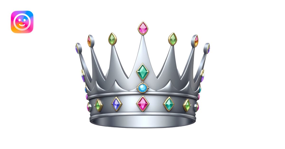 silver feminine crown with rainbow gemstones emoji | AI Emoji Generator