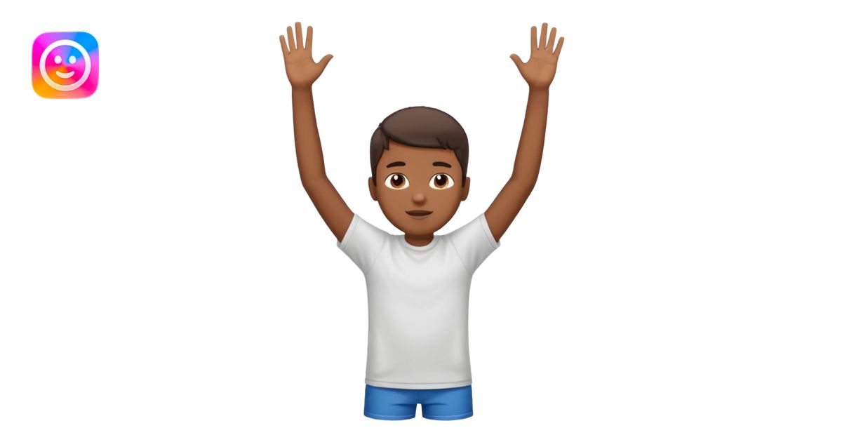 Boy doing 67 with hands in the air emoji | AI Emoji Generator