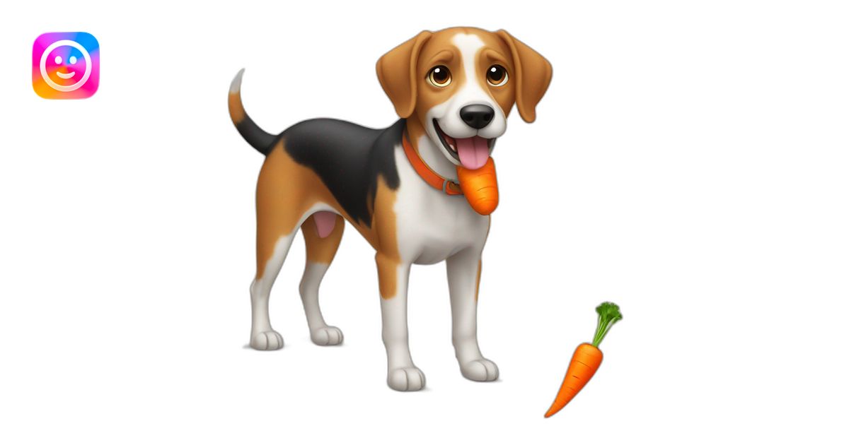 dog eating a carrot while standing emoji | AI Emoji Generator