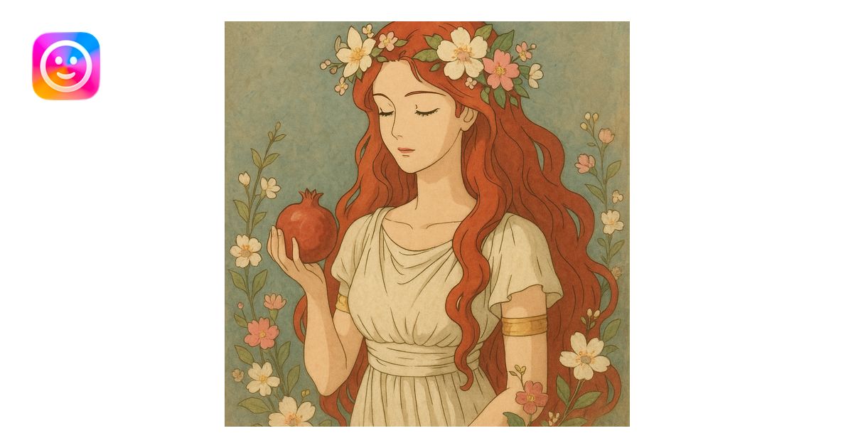 Persephone with red hair, inspired by Greek mythology, elegant and ...