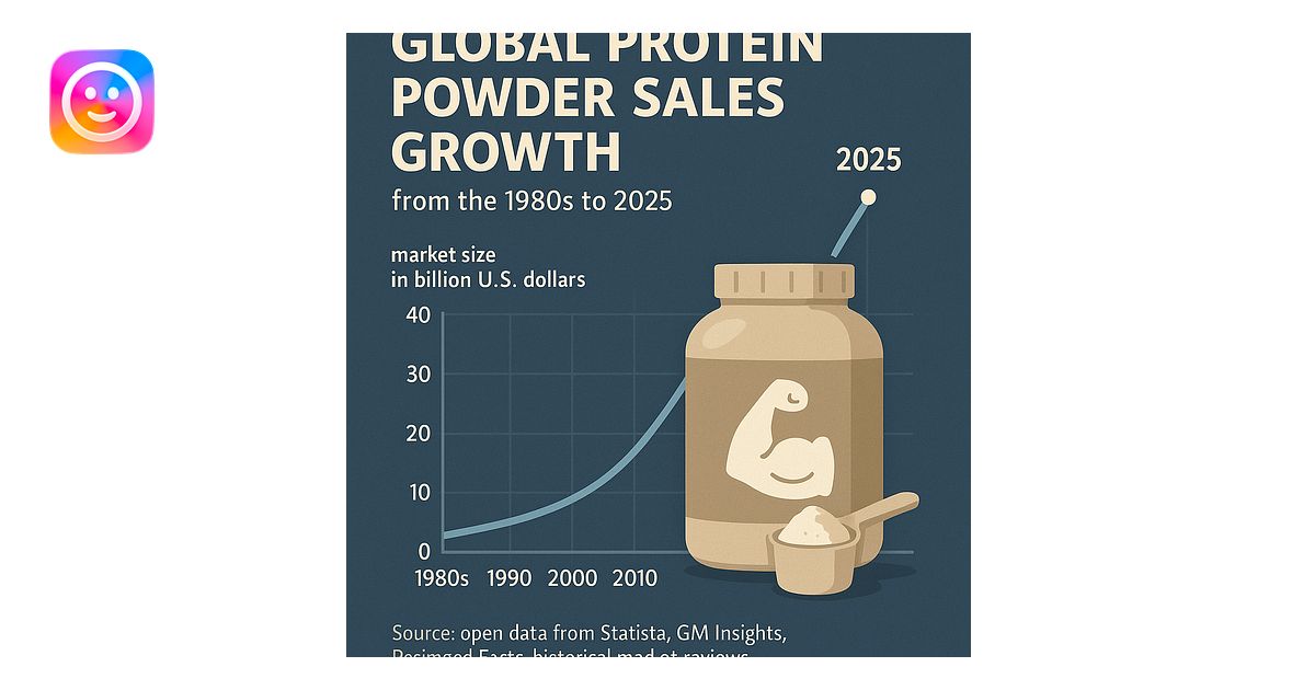 A gpt-style infographic chart showing global protein powder sales ...