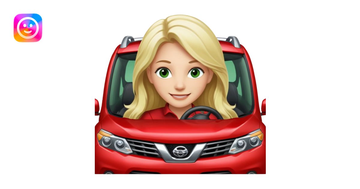 A Smiling Green Eyed, Long Haired Blonde driving a RED NISSAN ROGUE SUV ...