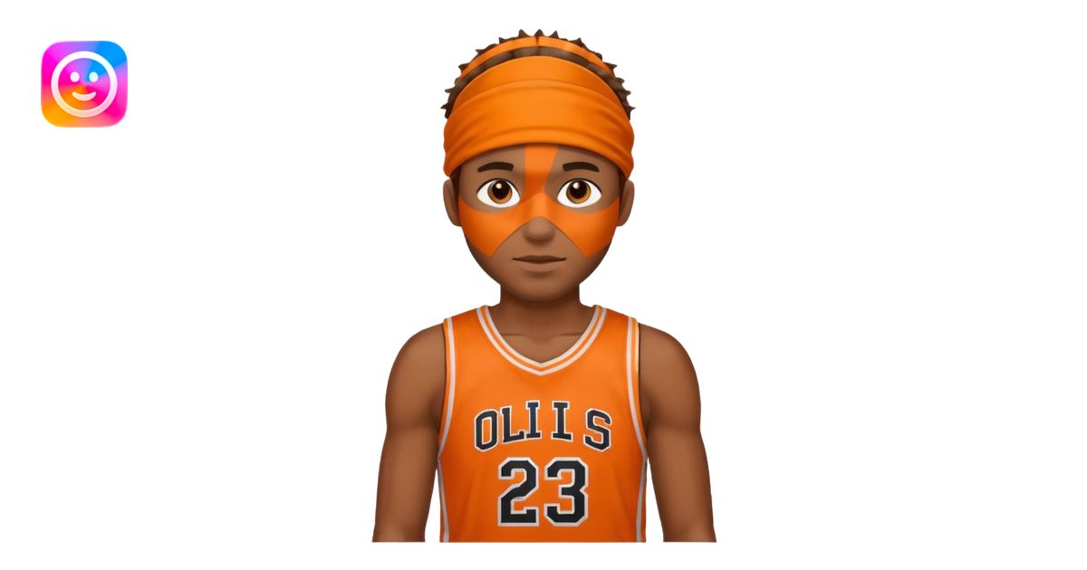 Basketball guy with orange headband emoji | AI Emoji Generator