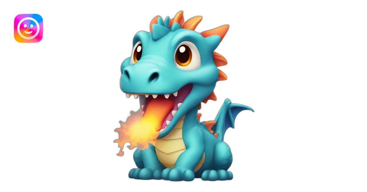 A cute dragon with fire breath emoji | AI Emoji Generator