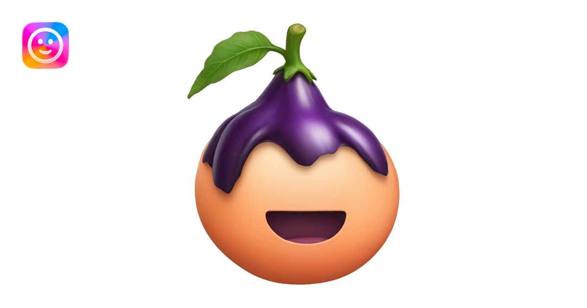 An eggplant inside a peach emoji | AI Emoji Generator