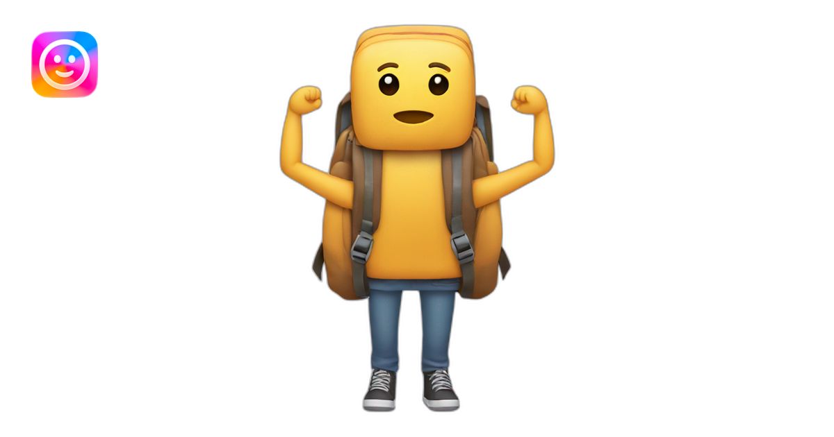 Backpack with arms, legs and face emoji | AI Emoji Generator