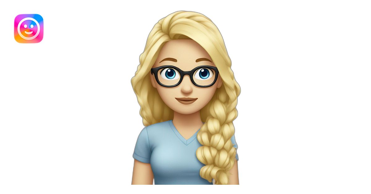 nerd girl blue eyes blonds hair emoji | AI Emoji Generator