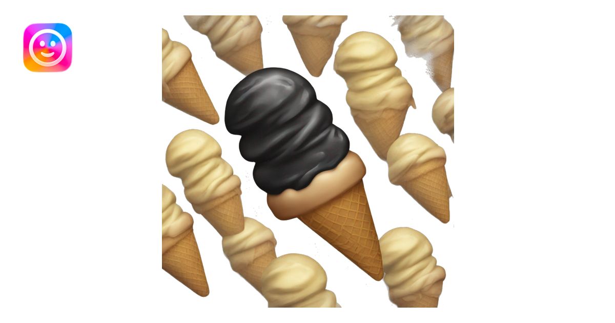 Black ice cream two scoops in acone emoji | AI Emoji Generator