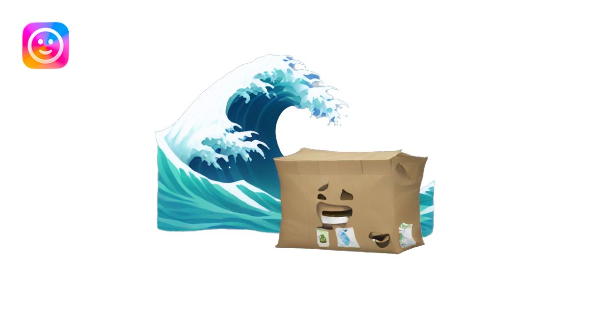 wave with trash emoji | AI Emoji Generator