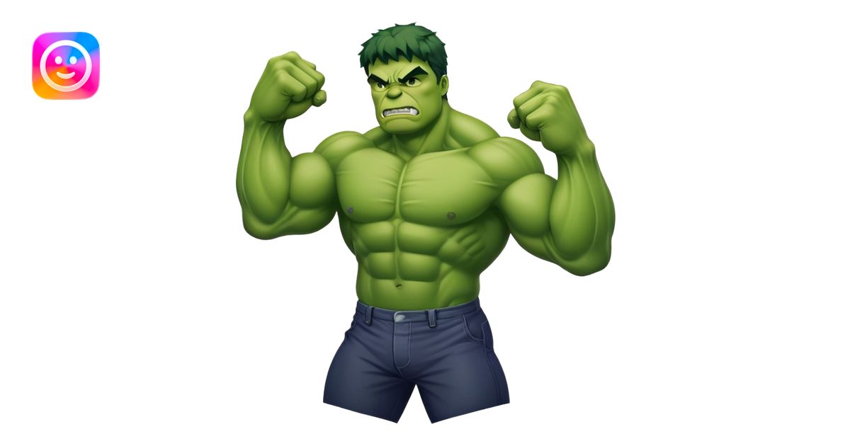 the Hulk flexing muscles comic style emoji emoji | AI Emoji Generator