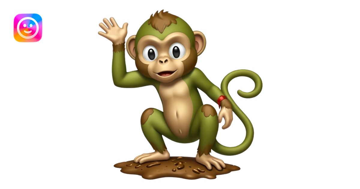 Green monkey throwing poop emoji | AI Emoji Generator