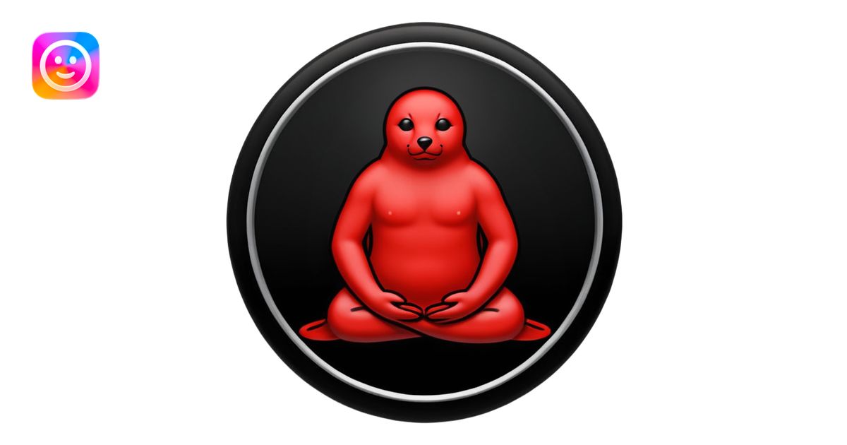 iOS sticker, summoning seal, black circle, red symbol, minimal emoji ...