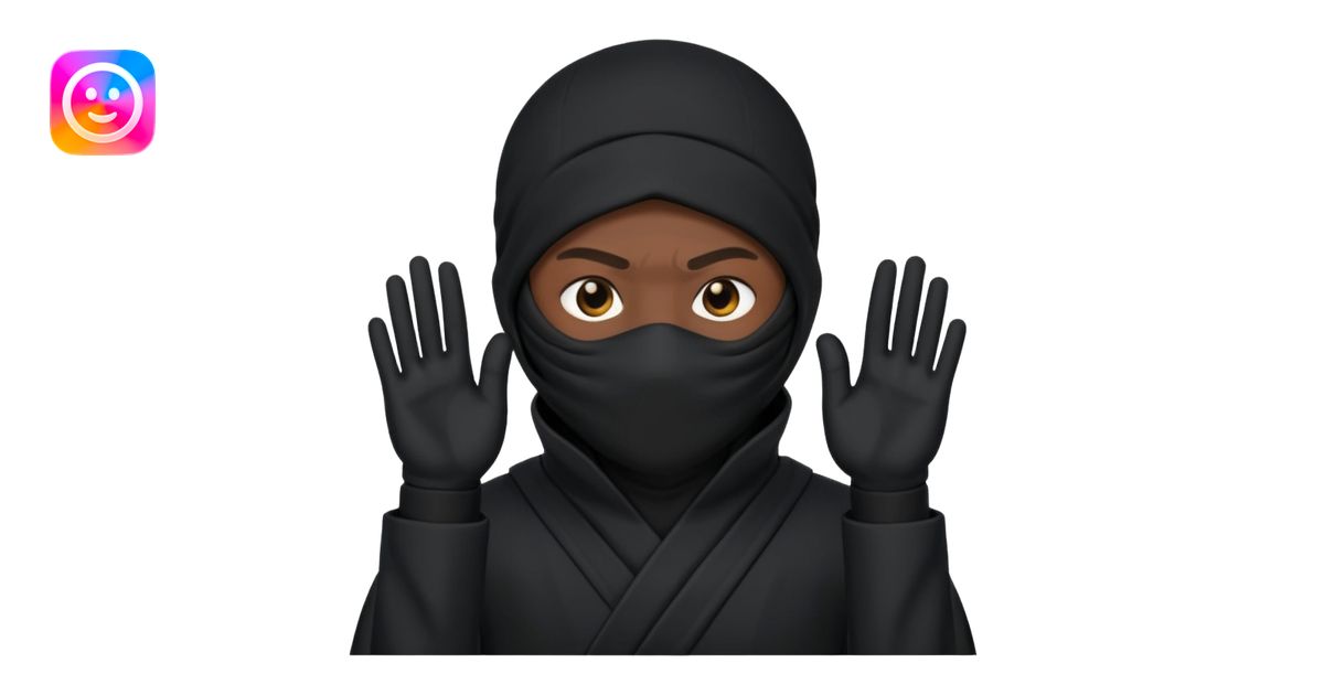 Ninja covering his face with black ninja suite. emoji | AI Emoji Generator