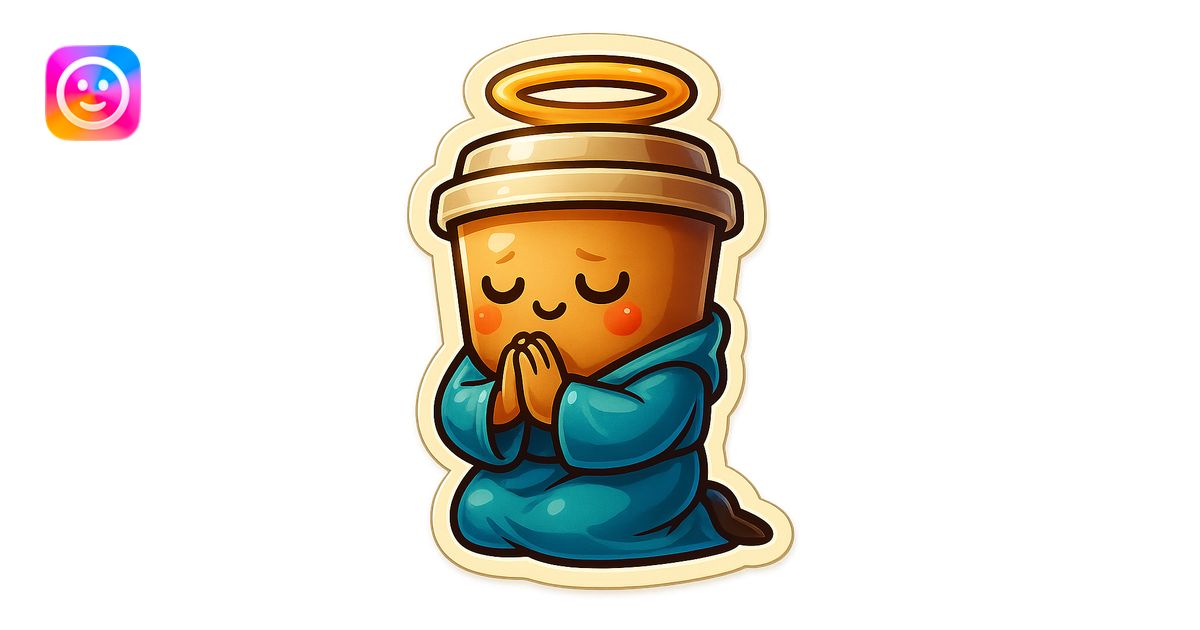 Tall coffee cup, bowing on knees, praying, worship, wearing soft blue ...
