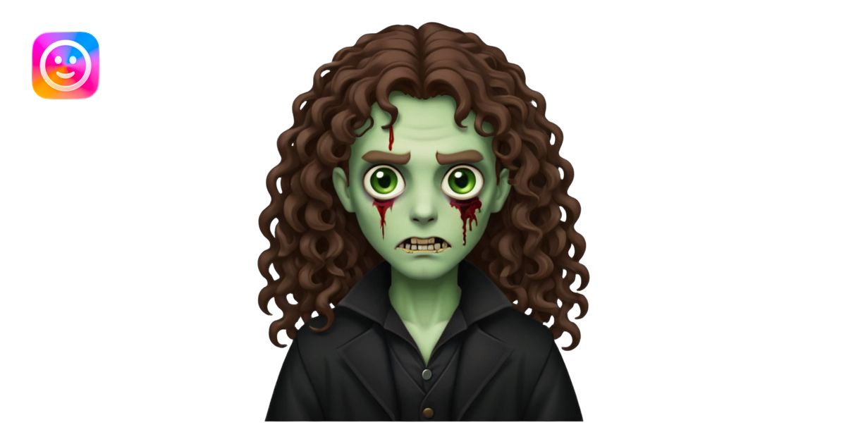 long curly haired zombie with brown hair color and green eye color ...