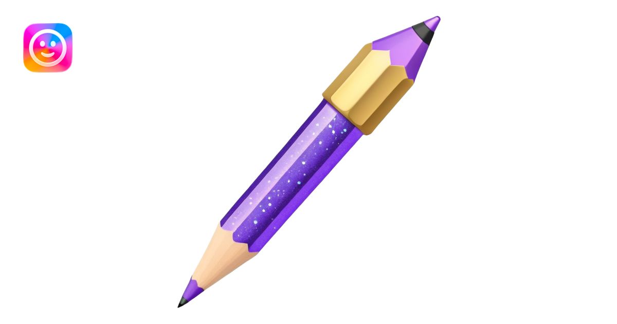 Glitter Purple and Cian pencil hand write emoji | AI Emoji Generator