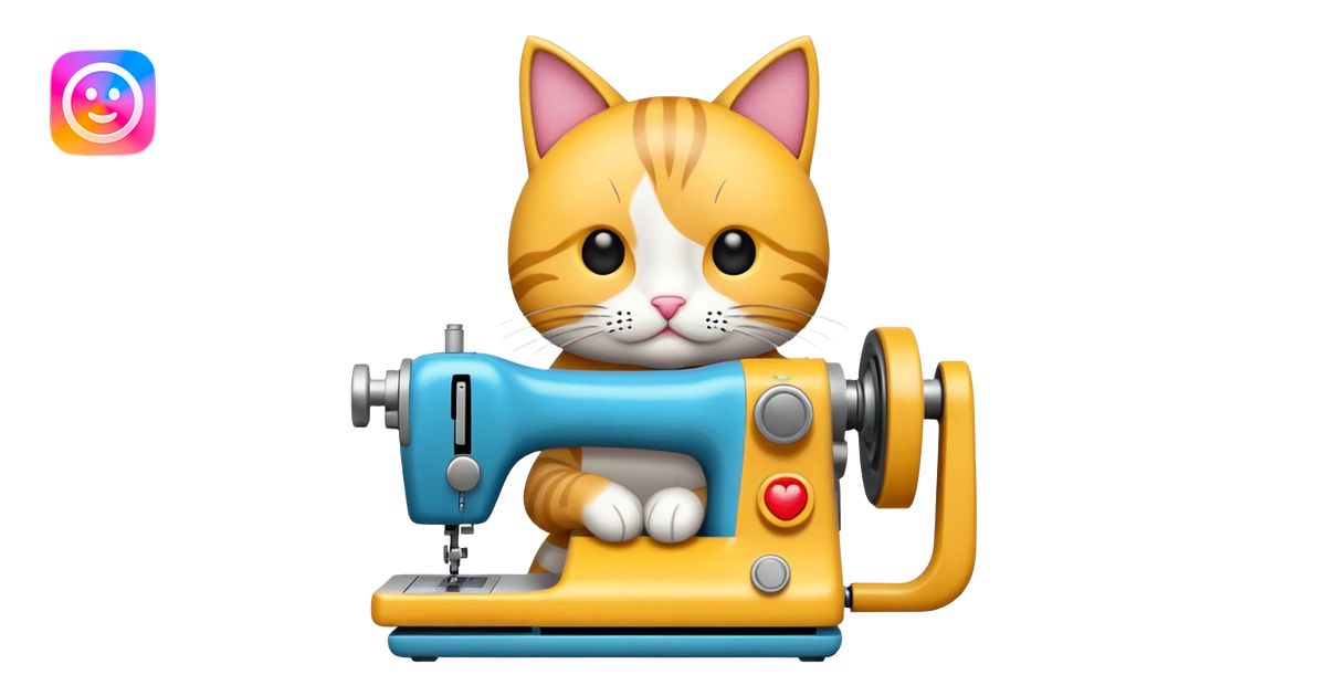 gato cosiendo en una maquina de coser emoji | AI Emoji Generator
