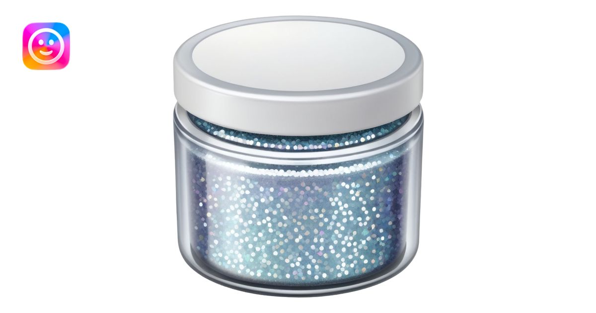 silver glitter in a small clear circular container with white lid emoji ...