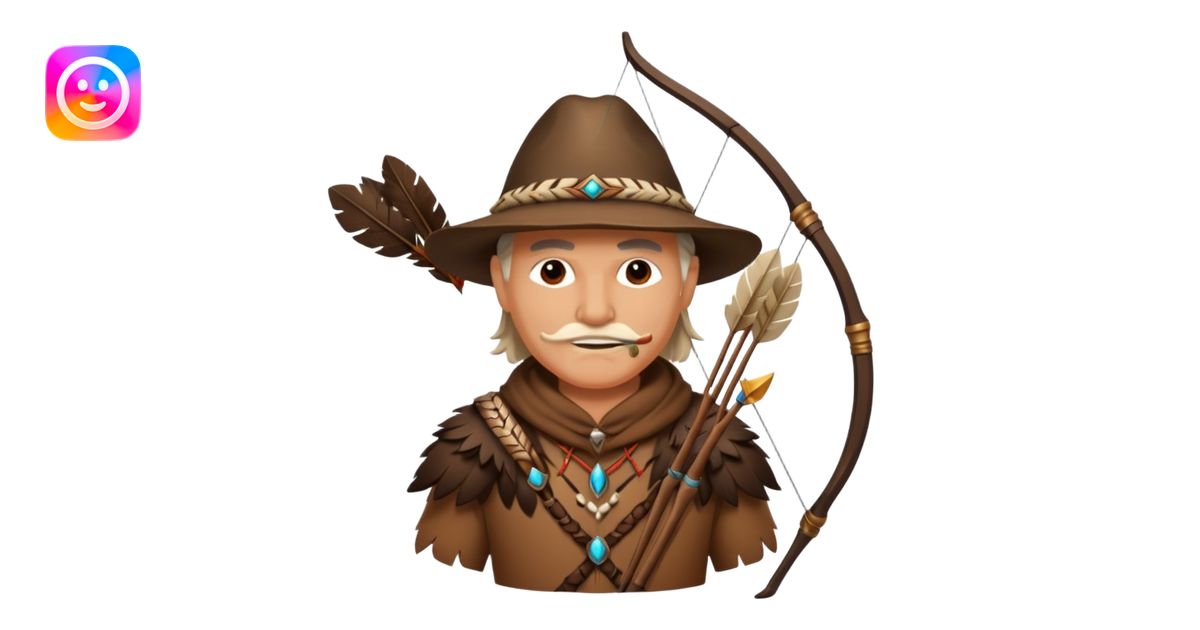 The classic middle-aged hunter with a bow and arrow on his back ...
