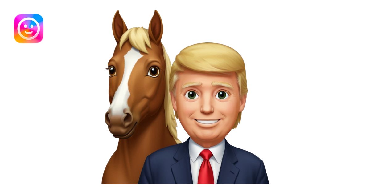 Donald trump with a horse emoji | AI Emoji Generator