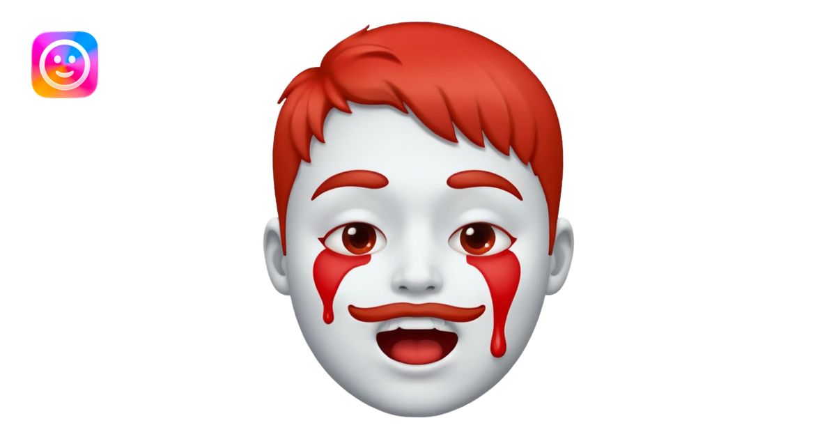 A face showing physical delight and a red face with white paint around ...