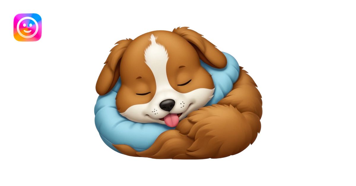 dog sleeping with gonfie out emoji | AI Emoji Generator