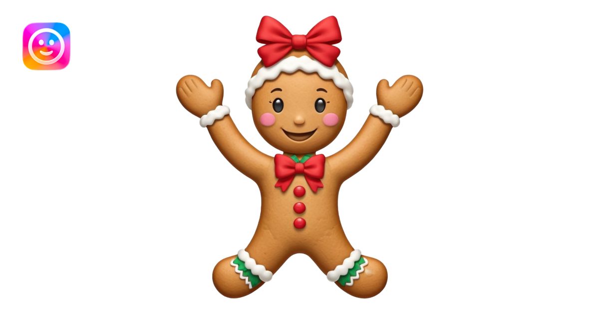 Christmas cookie with arms and legs and red bow on her head emoji | AI ...