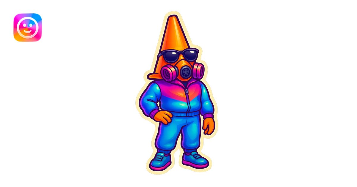 Create emoji-style variations of a character with a pylon cone head ...