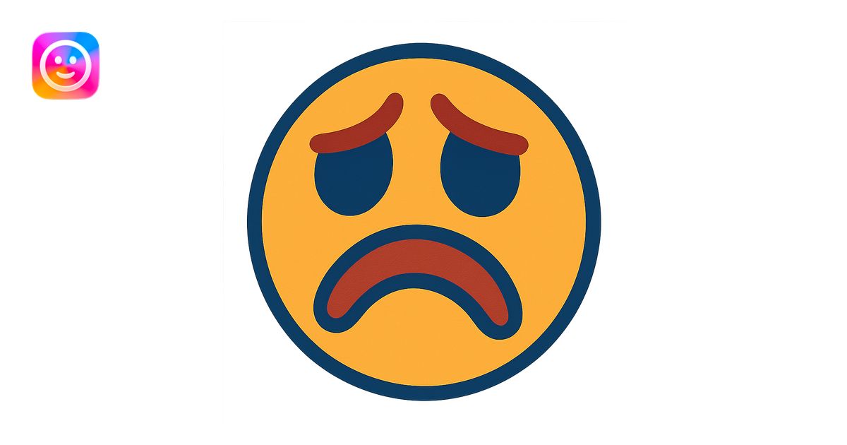 sad face exaggerated frown cartoon style illustration | AI Emoji Generator