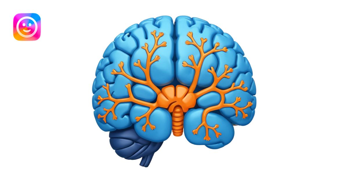 blue digital brain with little orange neurons emoji | AI Emoji Generator